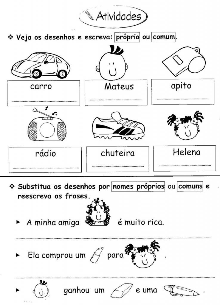Atividades de Português 3 ano: Nomes Próprios e Comuns. – Educação e ...