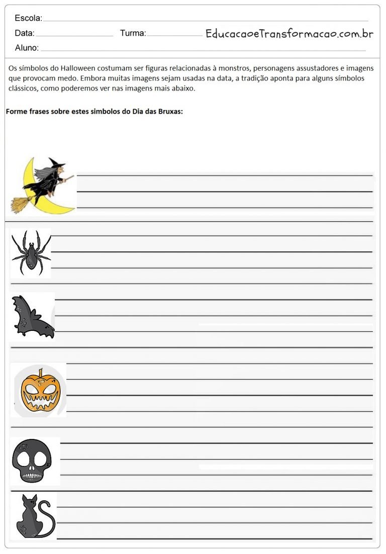 Atividades Dia das Bruxas - Halloween para Imprimir: Series Iniciais.