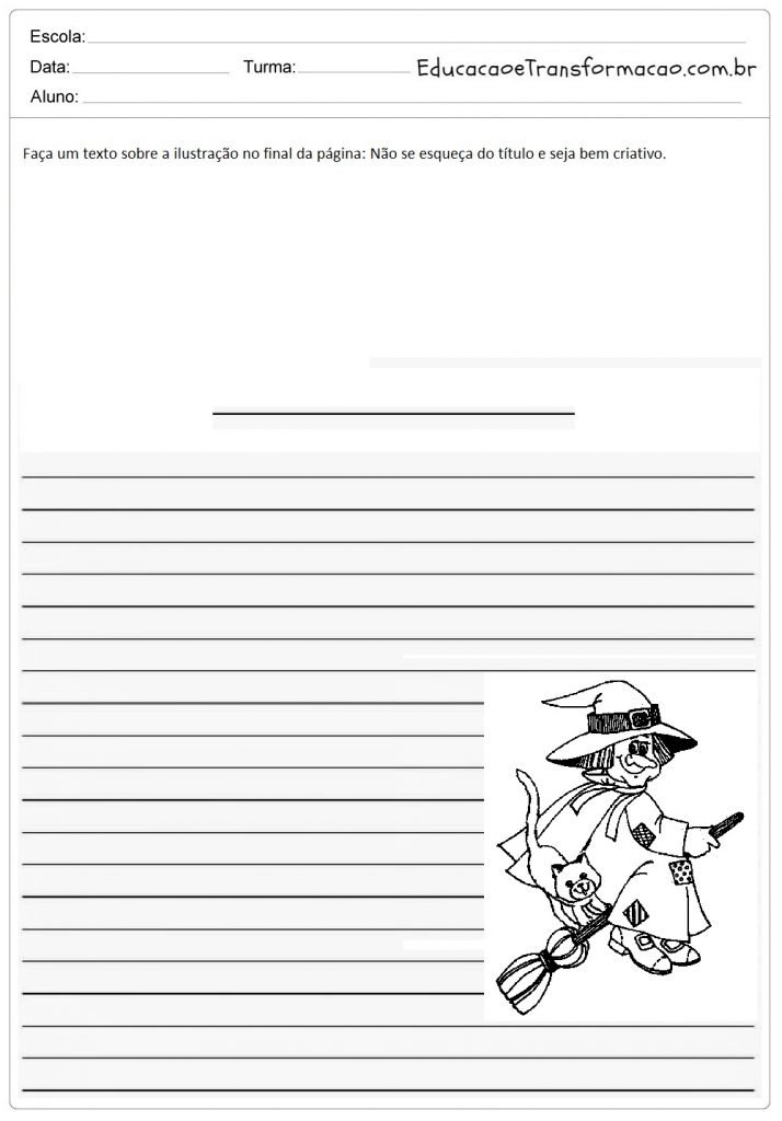 Atividades de Produção de Texto Dia das Bruxas - Para Imprimir.