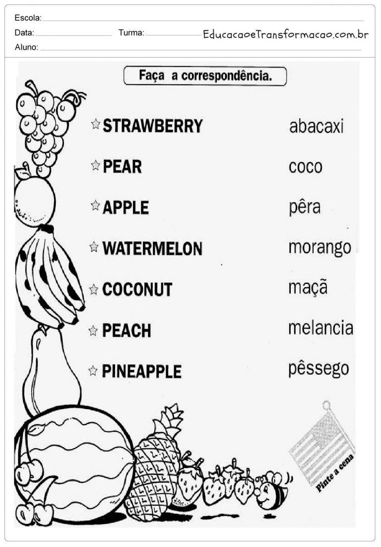 Atividades de Inglês 3 ano do Ensino Fundamental - Para Imprimir.