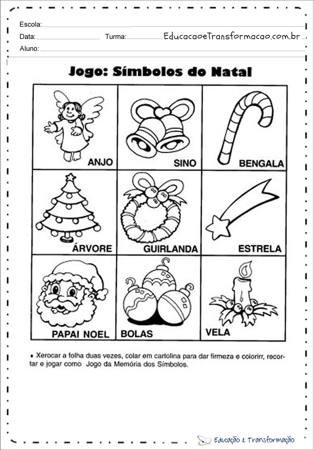 Jogo Símbolos De Natal Atividades De Natal Para Imprimir Educação