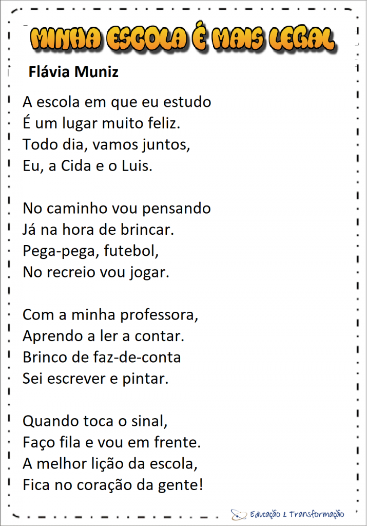 Atividades Dia da Escola - Texto Atividades Dia da Escola - Texto