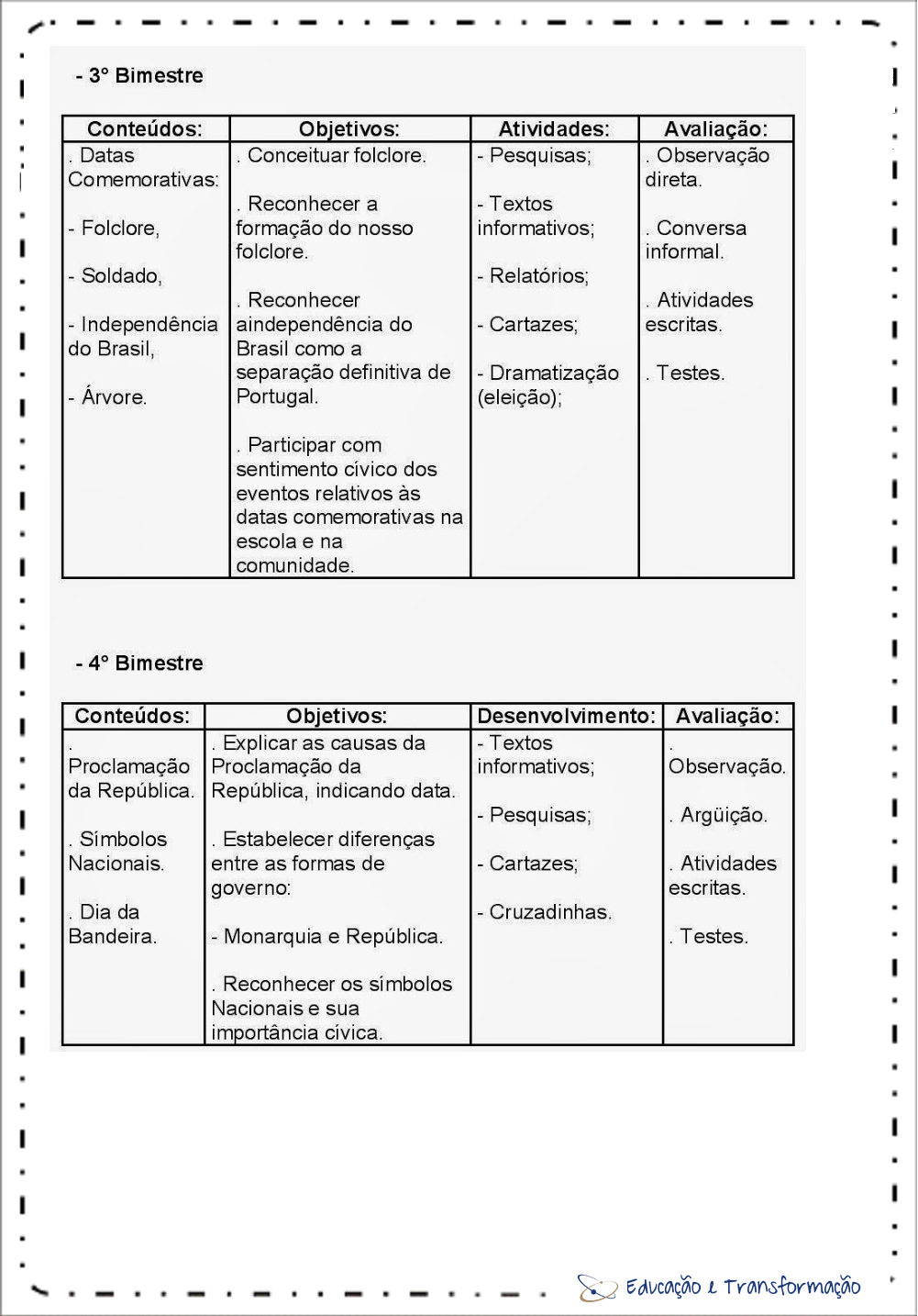 Plano De Aula Do 4 Ano - BINKEDU