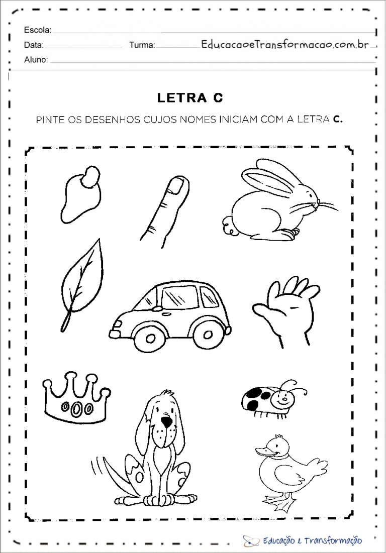 Atividades com a letra C para alfabetização - Atividades Educativas
