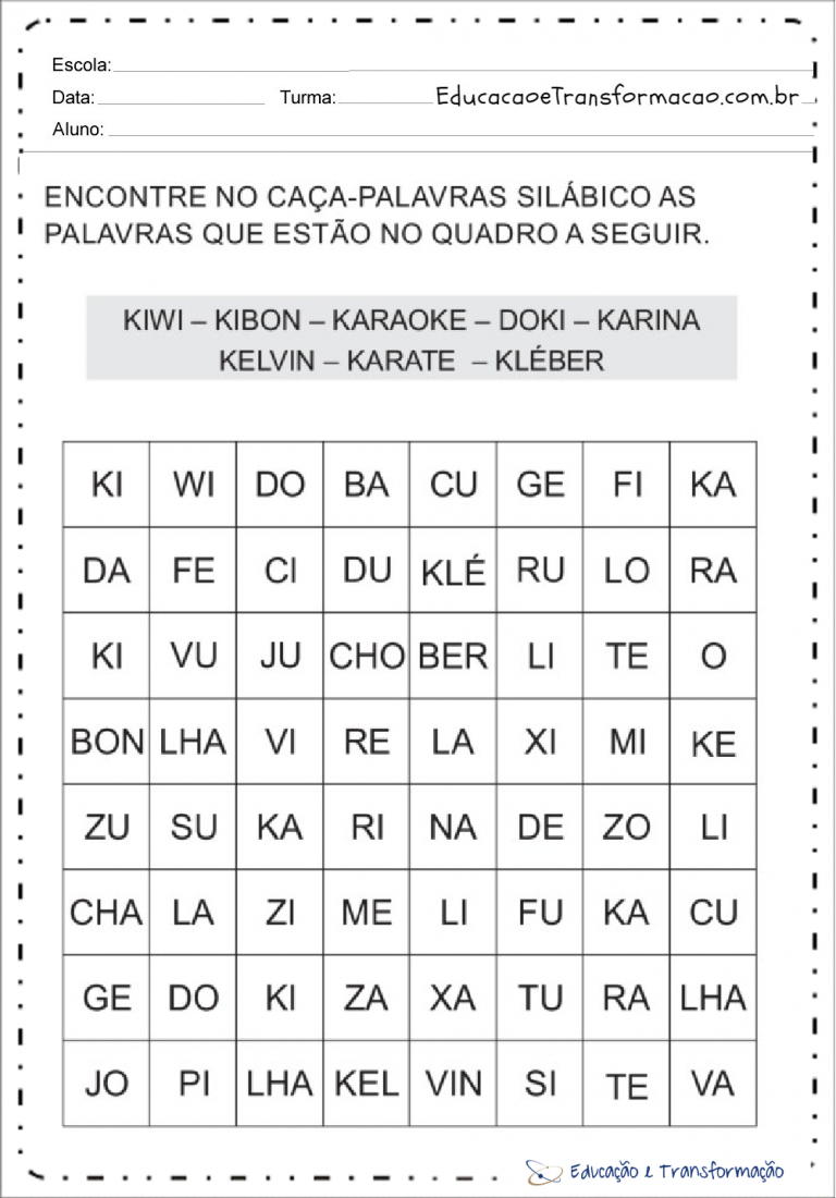 Atividades com a Letra K para Alfabetização - Atividades Educativas