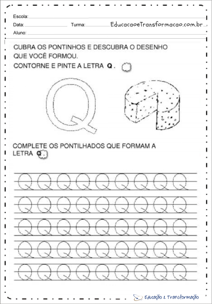 Atividades com a letra Q para alfabetização - Atividades Educativas