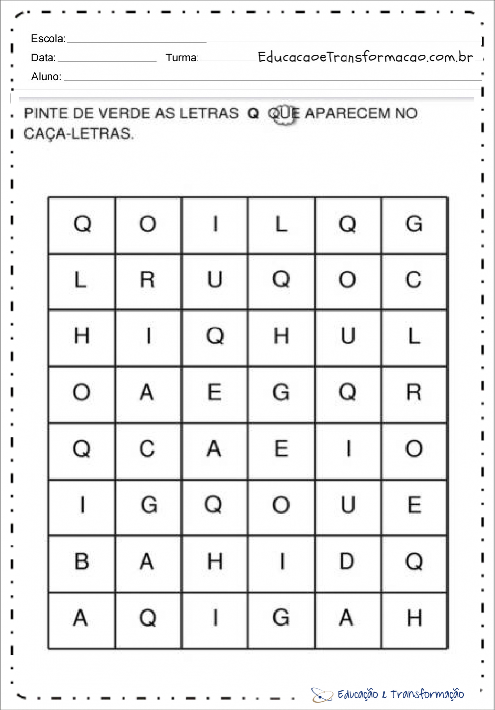 Atividades com a letra Q para alfabetização - Atividades Educativas