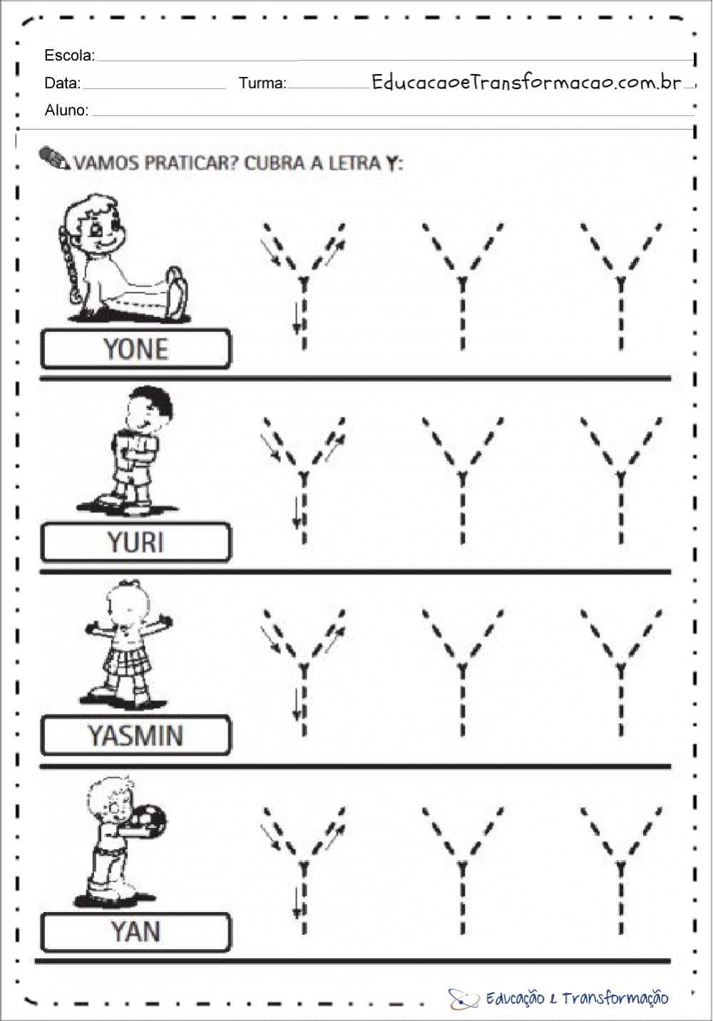 Letra Y Para Colorir - ZULEDU