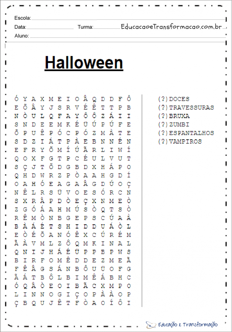 Atividades para o Dia das Bruxas para as series iniciais