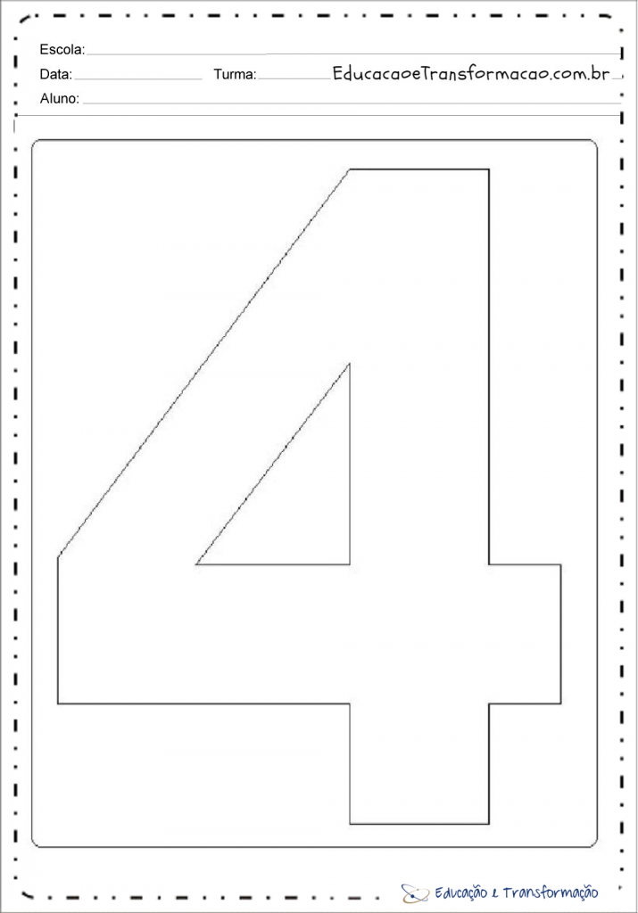 Molde de números grandes e pequenos para imprimir